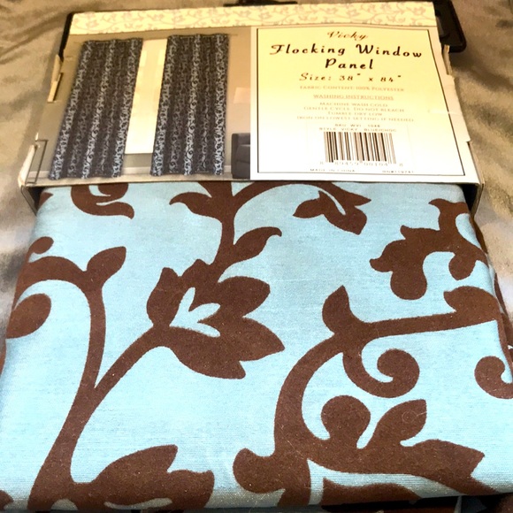 Vicky | Accents | Nwt Flocking Window Panel 38 X 84 Blue Brown | Poshmark